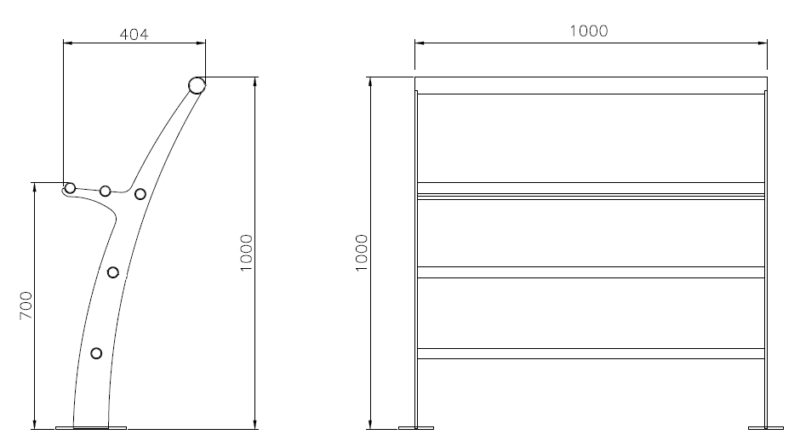 Park barrier bench 1000 mm da tassellare - Fly srl Street Furniture