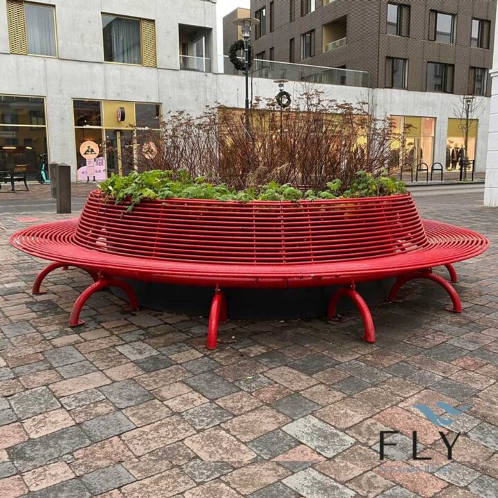 Rest bench curved with backrest - Fly srl